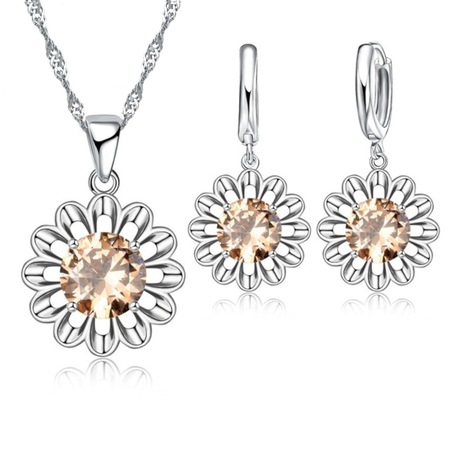 Set colier si cercei, din argint 925, cu safir, culoare golden - eMAG.ro