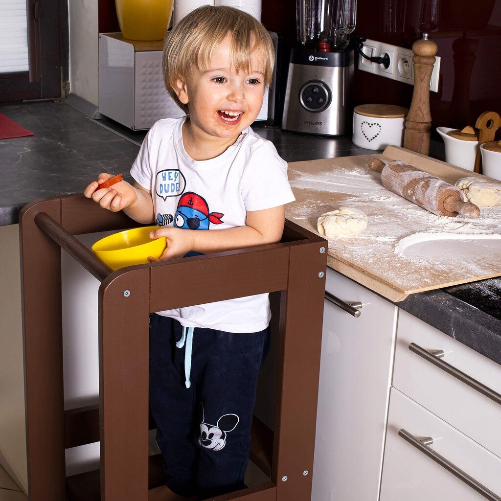 Turn de invatare inaltator multifunctional de bucatarie din lemn ...