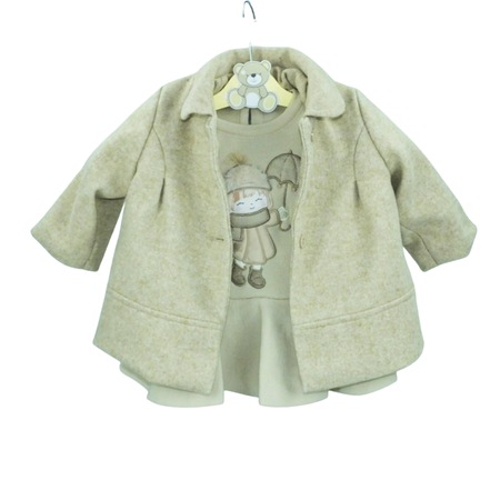 Palton cu rochita si strampi, Bumbac 100%, Crem, 12 luni - eMAG.ro