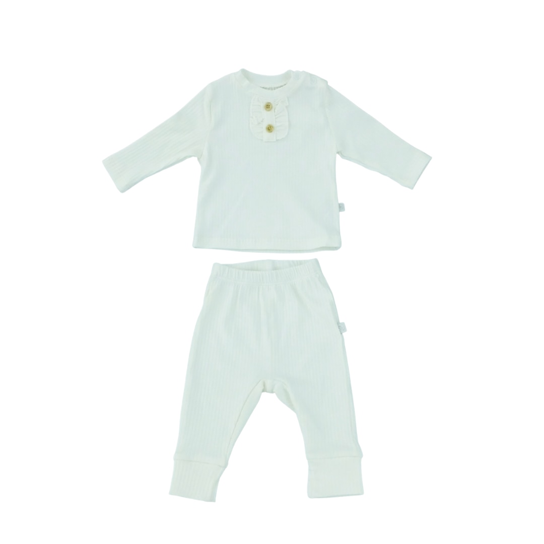 Set hainute nou nascut cu bluzita si pantalon, alb, bumbac 100%, 1 luna ...