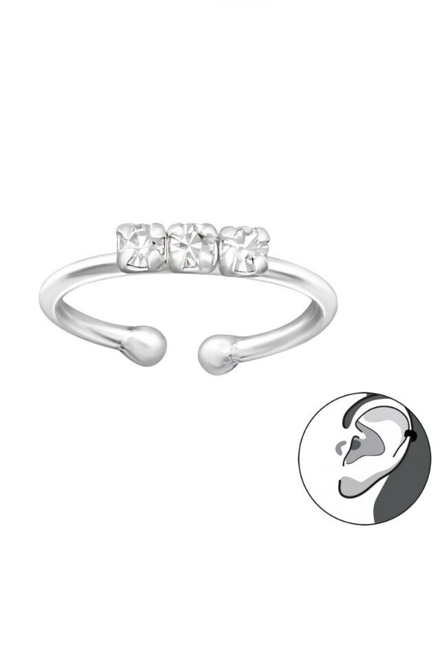 Cercel din argint 925 Zircon Ring tip ear cuff argintiu, diametru 1.8 ...