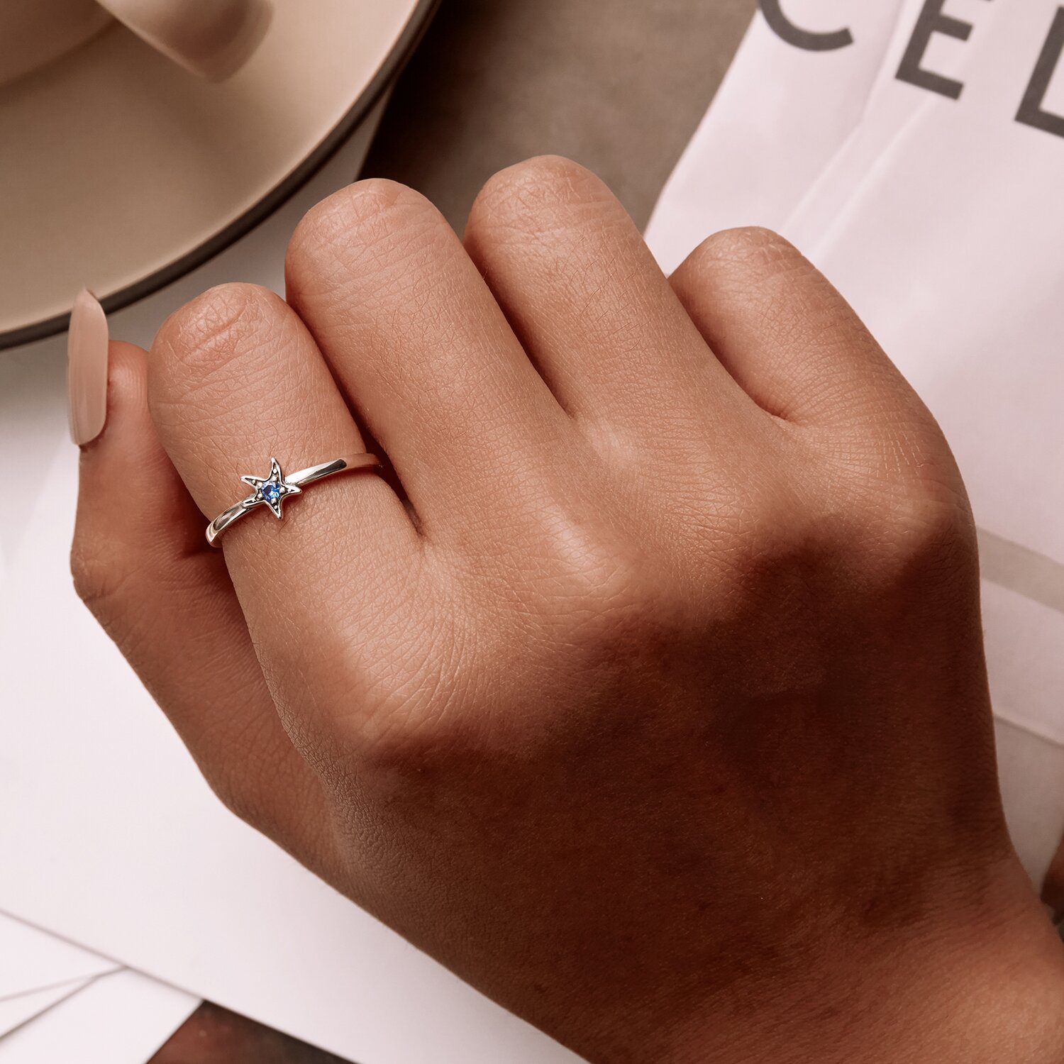 Inel reglabil din argint Blue Starfish - eMAG.ro