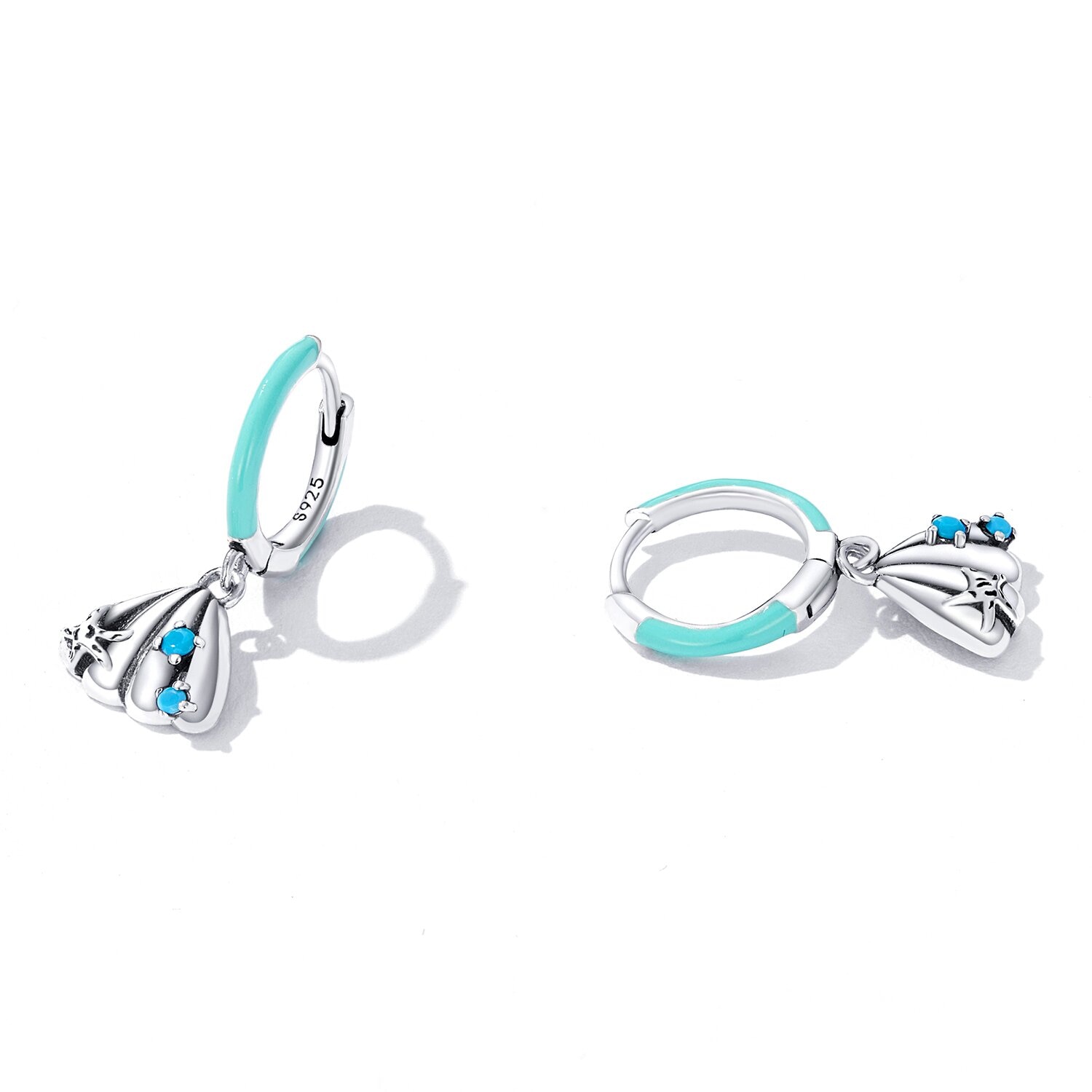 Сребърни обеци Turquoise Shell - eMAG.bg