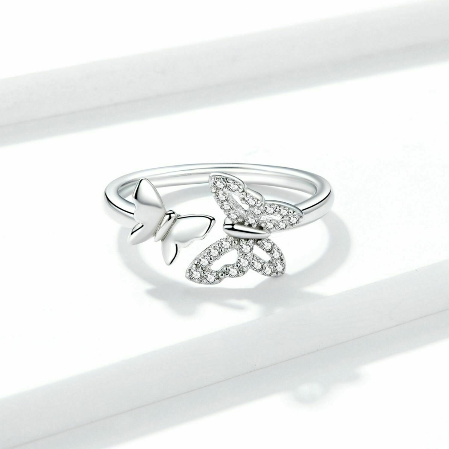 Inel reglabil din argint Duo Butterflies - eMAG.ro