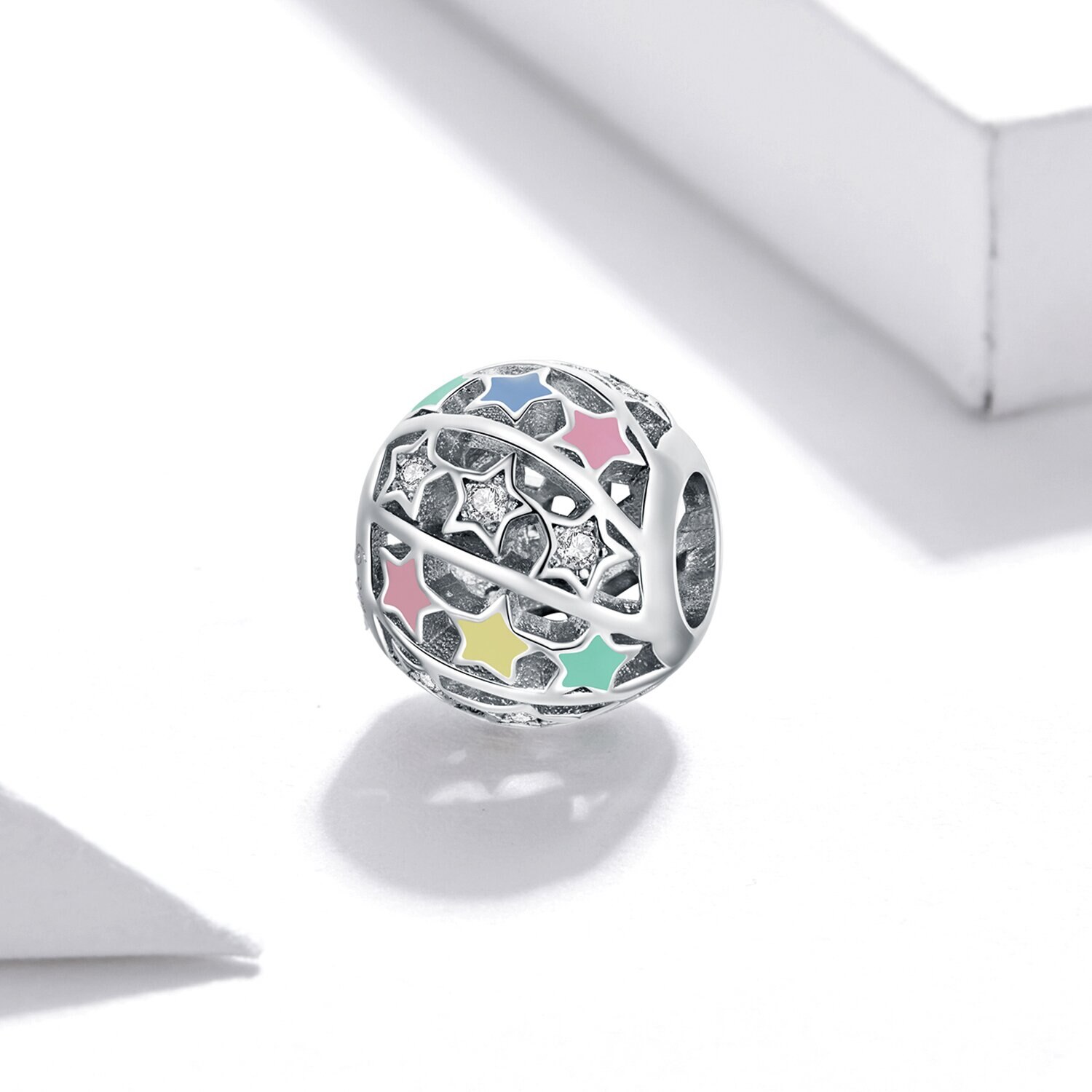 Сребърен талисман Colorful Stars Ball - eMAG.bg