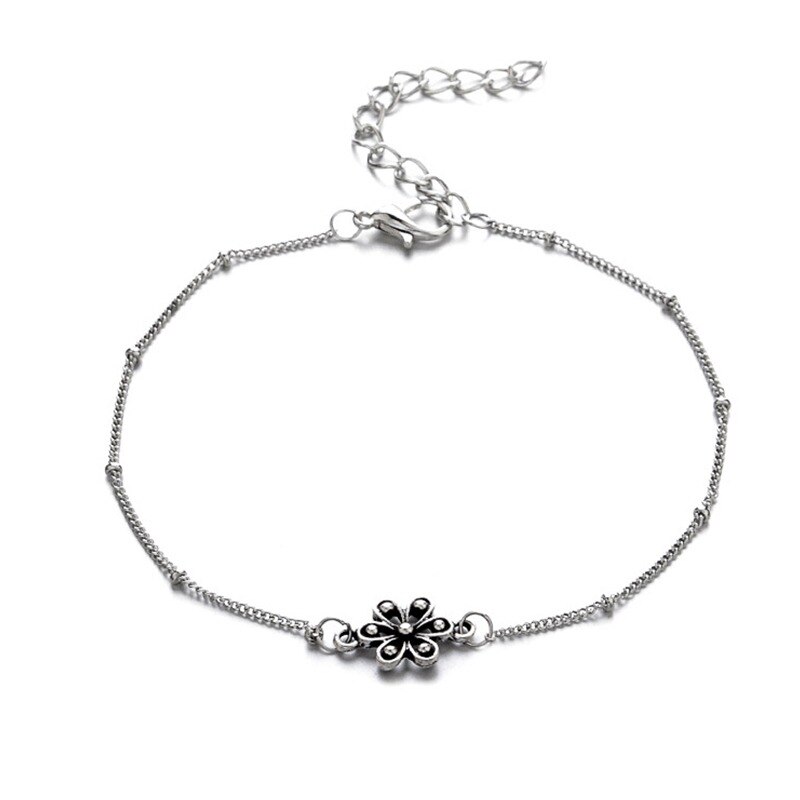 Set 2 bratari de picior, argintii, cu flori, Tessa C2, Pursehuit - eMAG.ro