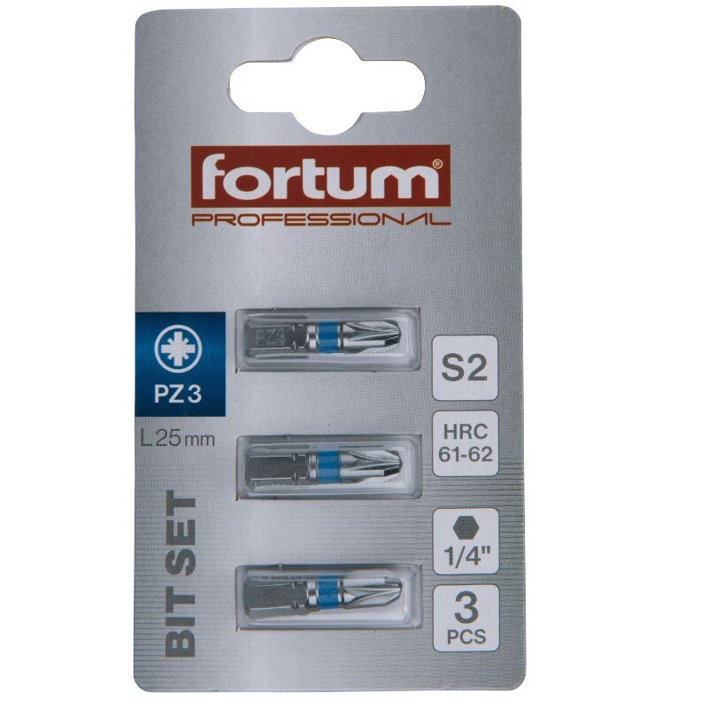 Set 3 biti, Fortum, 1/4 inch, PZ 3x25mm, S2 - eMAG.ro