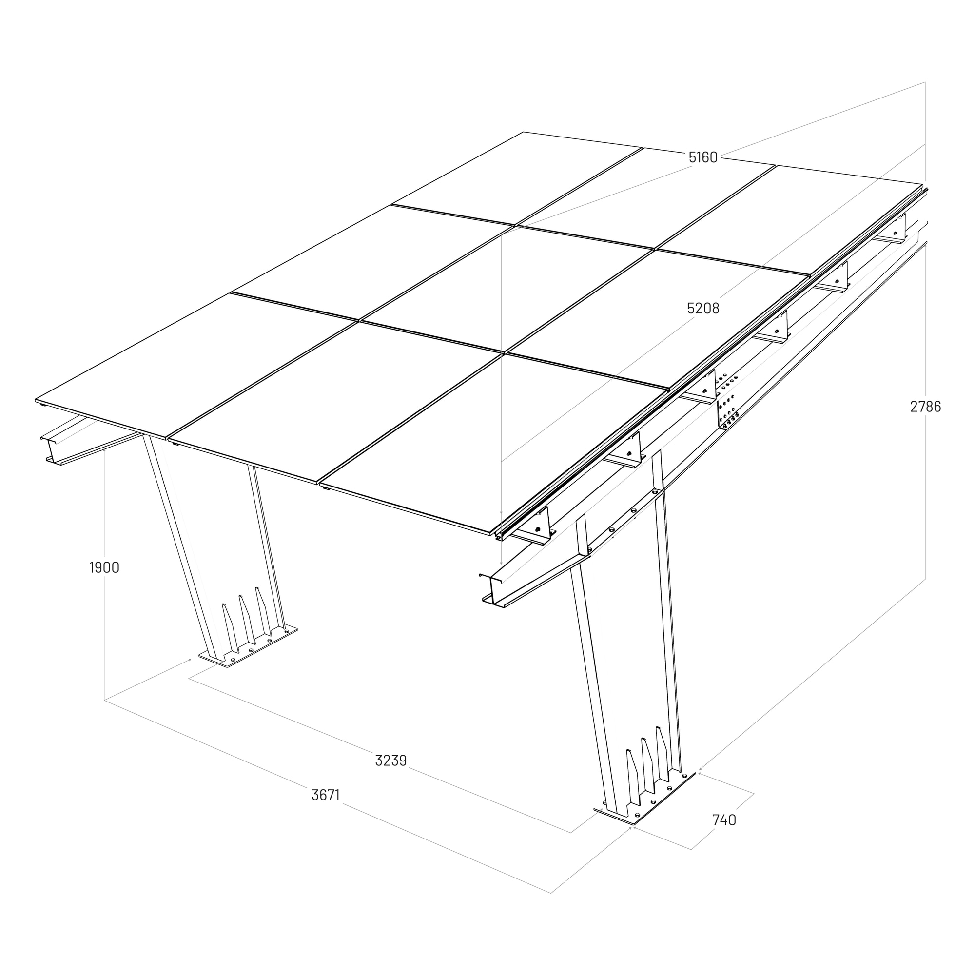Structura carport auto, Todome, Model 01, 1 loc, Metal, Gri antracit ...