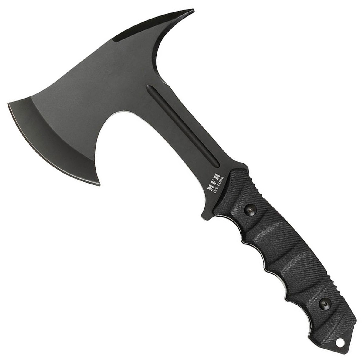Topor Tomahawk model Comox G10, MFH, Otel inoxidabil, 26 cm, Negru ...