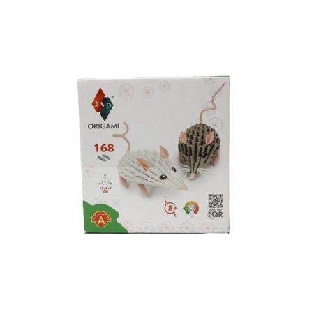 Set creativ origami 3D cu soricei, Alexander, 168 piese, 8+, Alb/Bej ...