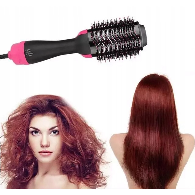 Perie de par electrica, 3 trepte de viteza, 1000W, Roz/Negru - eMAG.ro