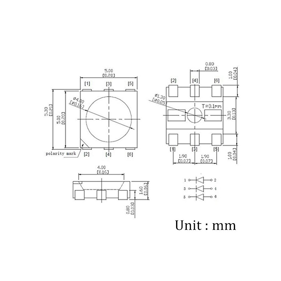 SMD LED dióda 5050 3V 60mA 6500K (TV háttérvilágítás) 5db/cs., LED ...