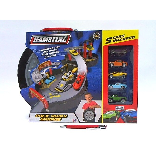 Set garaj cu 5 masinute, Teamsterz, Metal, Multicolor - eMAG.ro