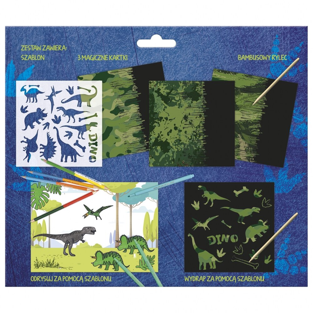 Carte de colorat Dinosaurs, Kidea, Carton/Hartie, Cu sablon, Multicolor ...