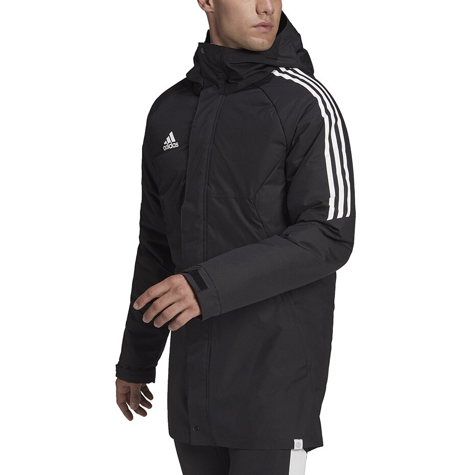 Adidas, Jacheta sport barbati cu gluga, Poliester reciclat, Negru, S ...