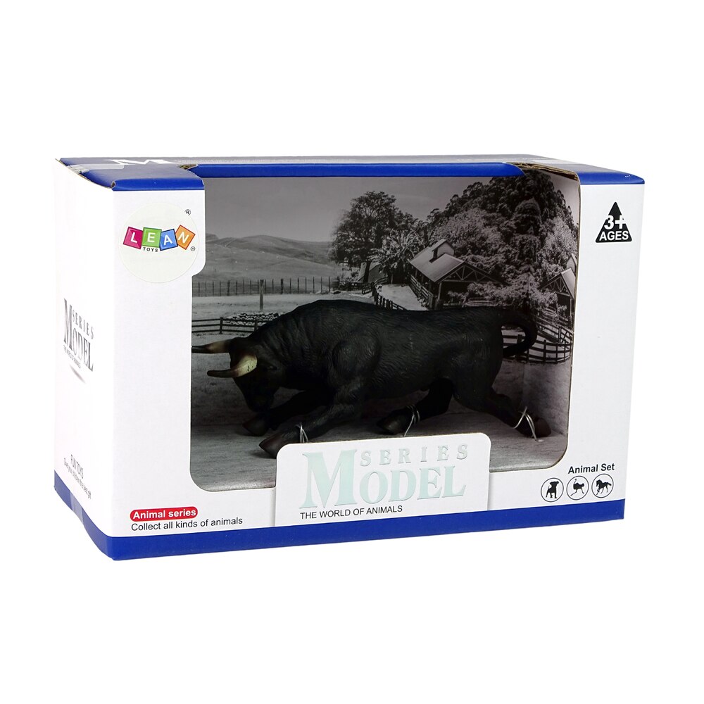 Figurina de colectie Taur, Leantoys, Plastic, 16 x 6 x 5 cm, Negru ...