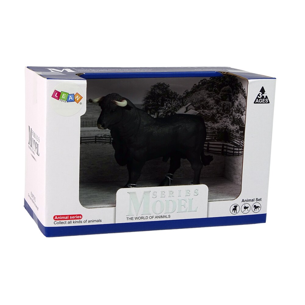 Figurina de colectie taur, LEANToys, 3 ani +, 16 x 10 x 4.5cm, Negru ...