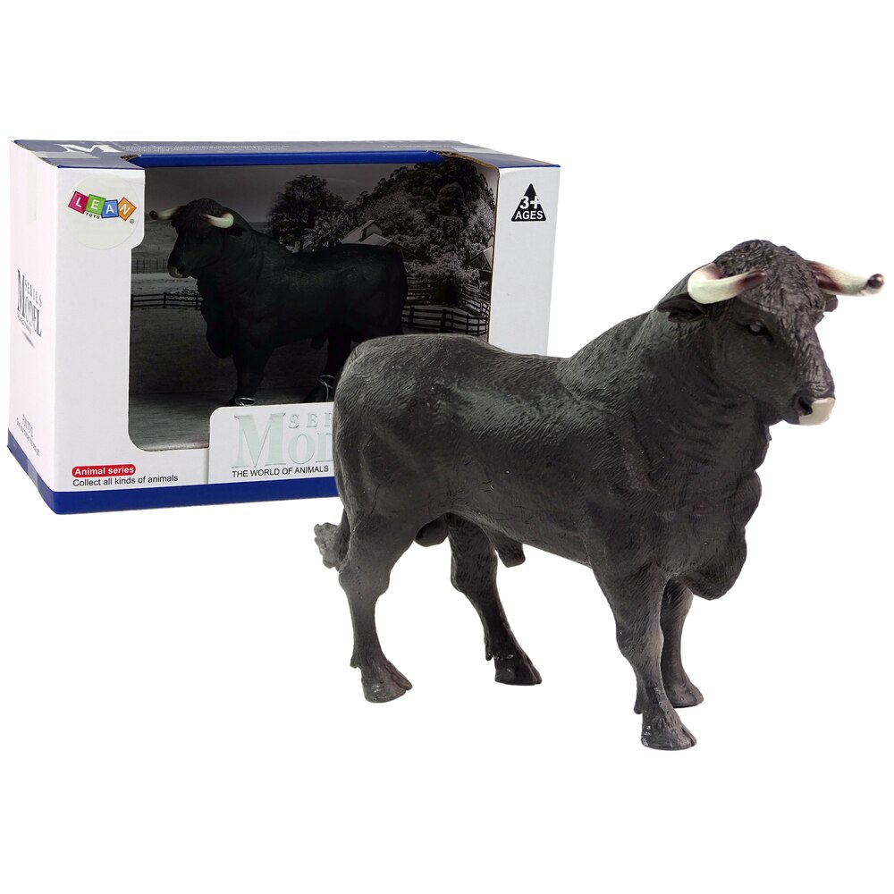 Figurina de colectie taur, LEANToys, 3 ani +, 16 x 10 x 4.5cm, Negru ...