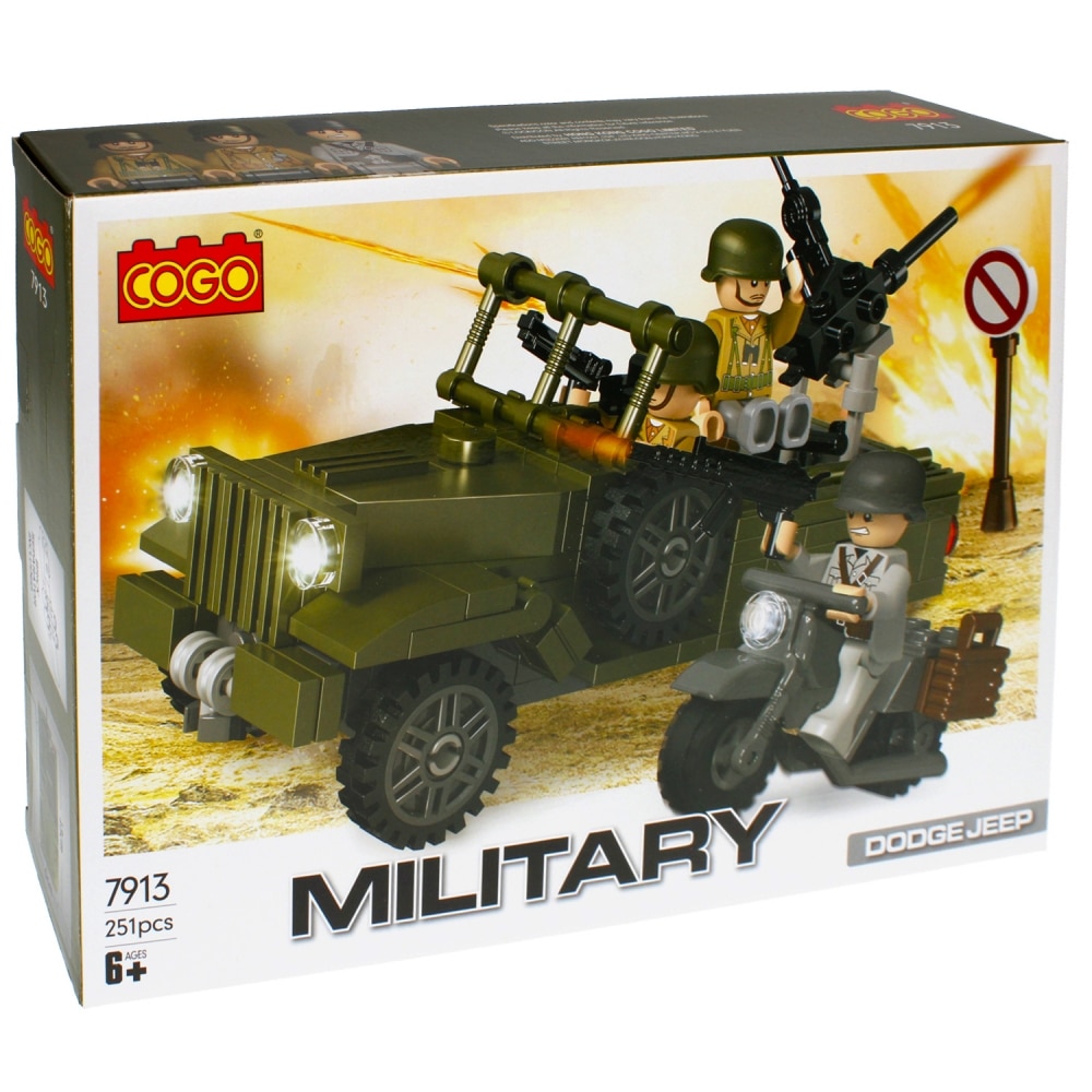 Set constructie vehicul militar, Cogo, 6 ani+, 251 piese, Verde - eMAG.ro