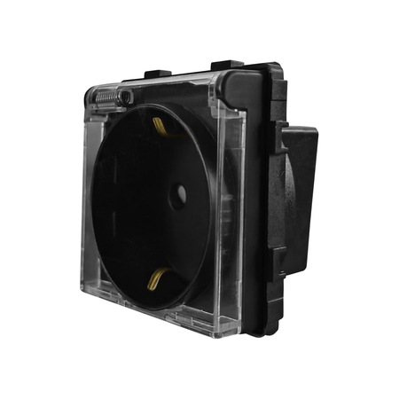 Modul Priza Simpla cu Protectie Fara Rama Din Sticla LUXION, Negru ...