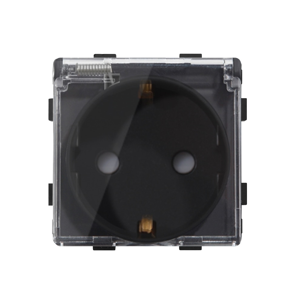 Modul Priza Simpla cu Protectie Fara Rama Din Sticla LUXION, Negru ...