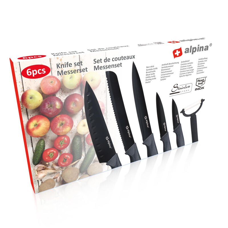 Set cutite inox, negru, 6 buc - eMAG.ro