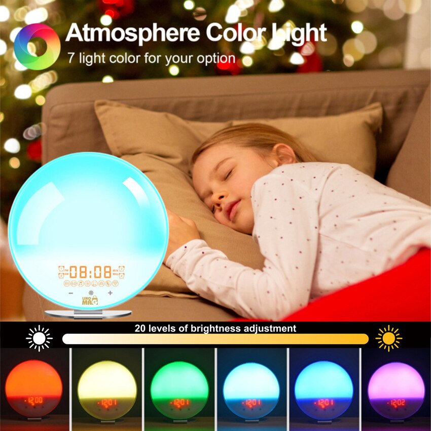 FM радио с часовник, Linomag®, WiFi, Управление на приложението, 7 LED ...