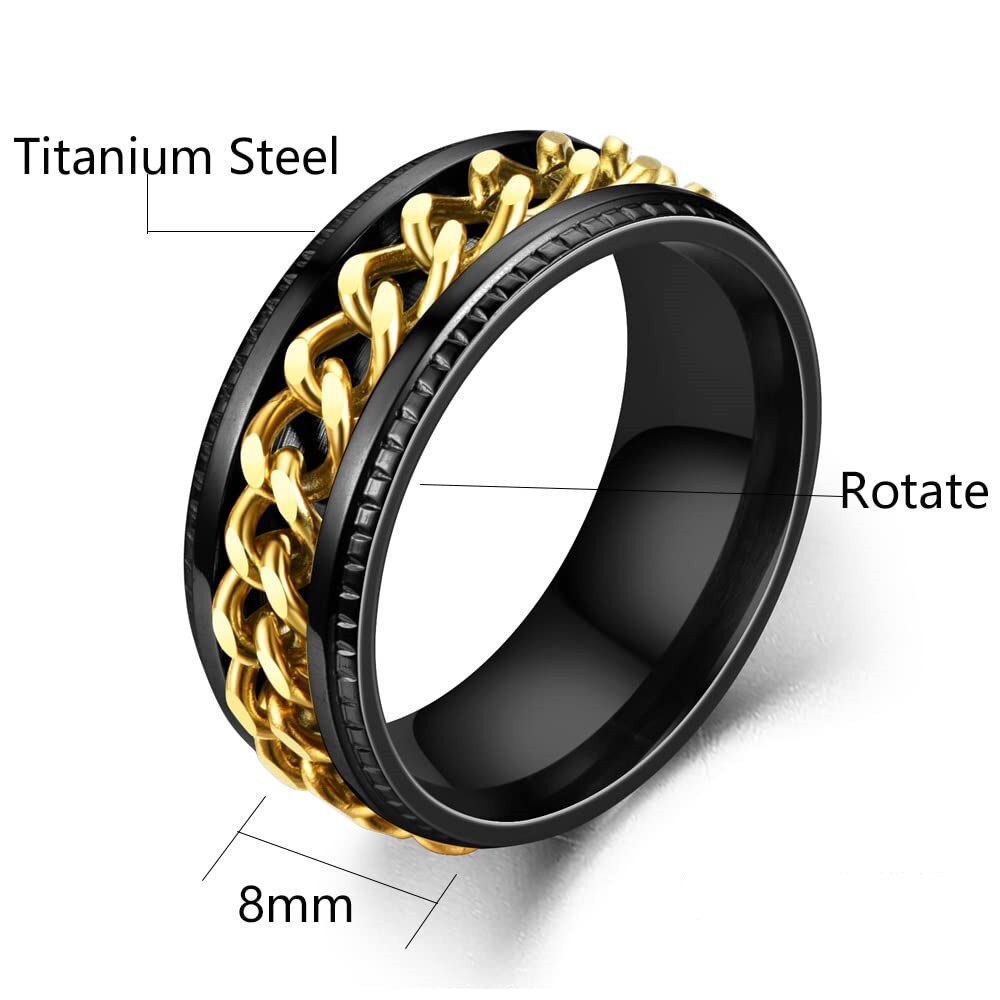 Inel antistres cu lant, INF, Inox, 19x8 mm, Negru/Auriu - eMAG.ro