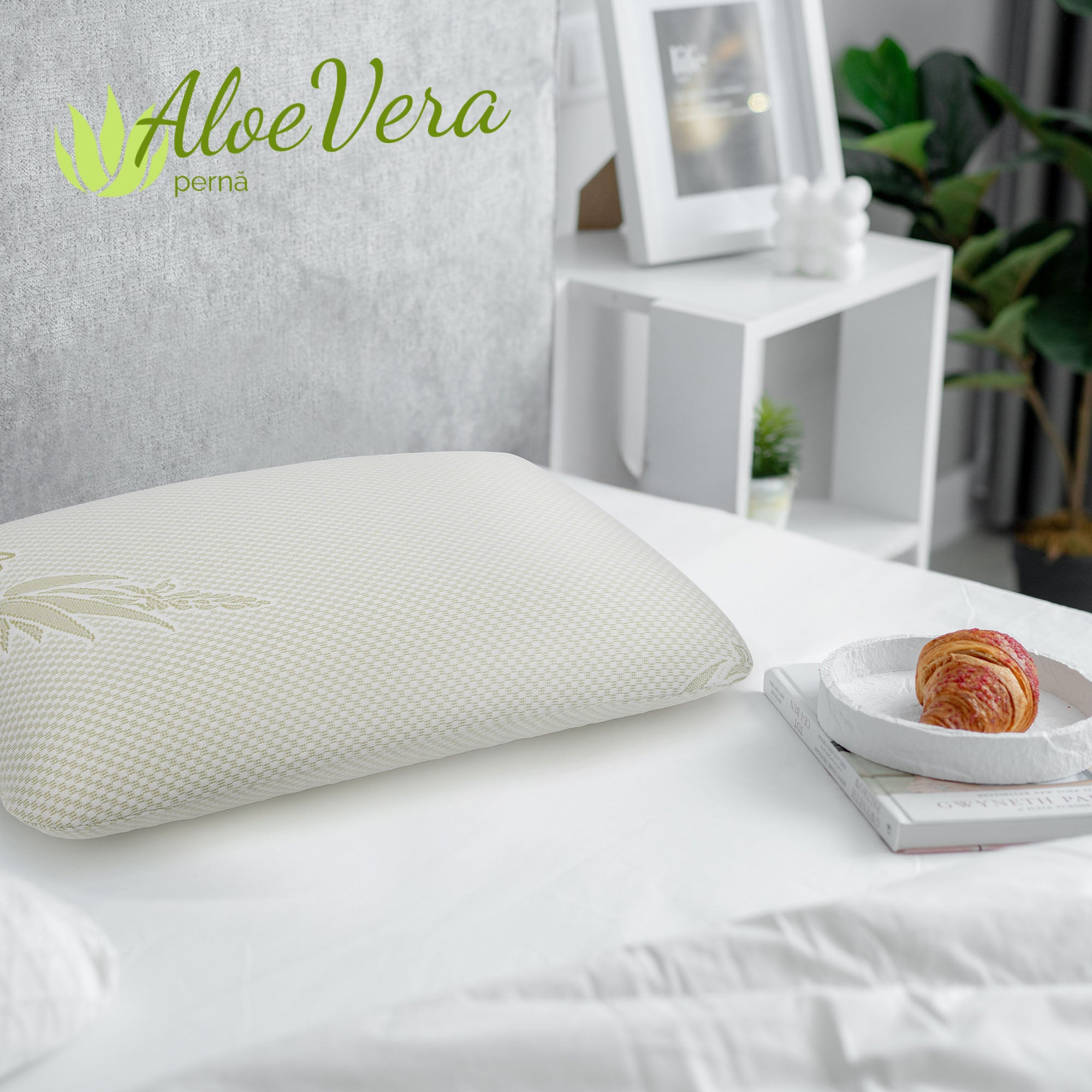 Perna Prestige, Aloe Vera Therapy, 60x40x15 cm, spuma cu memorie ...