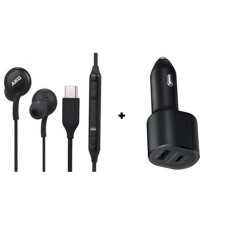 Set Casti Audio AKG Type-C plus Incarcator Auto 45W Cablu Type-C inclus ...