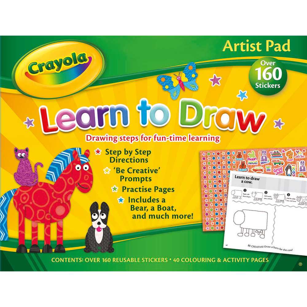 Bloc de colorat Crayola Learn to Draw cu stickere, Alligator - eMAG.ro