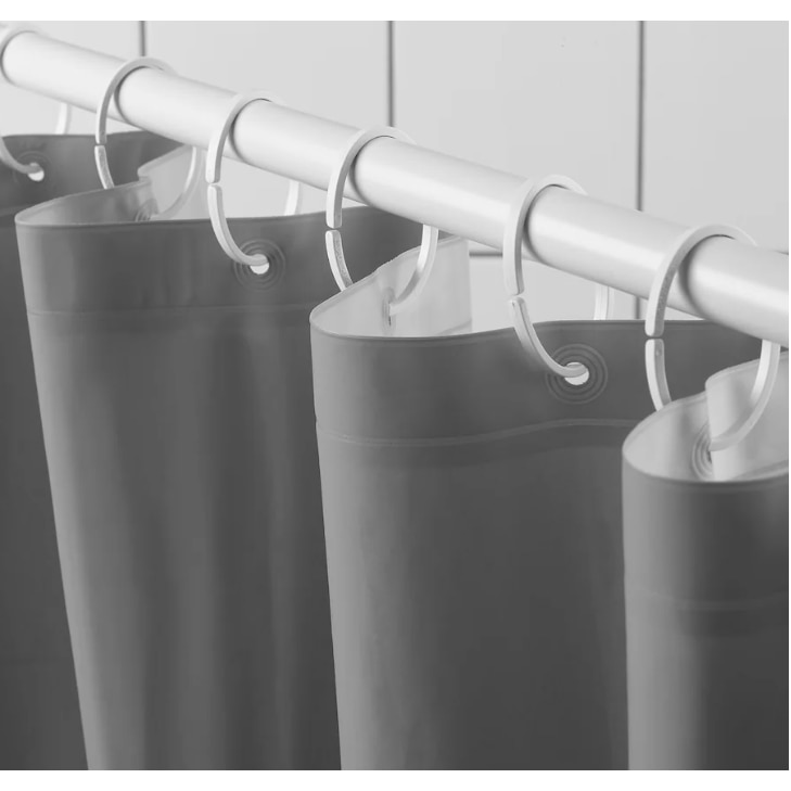 Perdea de dus cu 12 inele plastic incluse, Syamag, 200x180 cm, gri ...