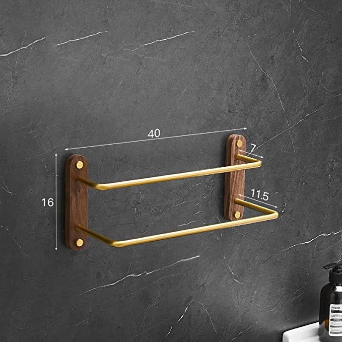 Suport prosoape de baie, design nordic, fixare in perete, 40cm lemn si ...