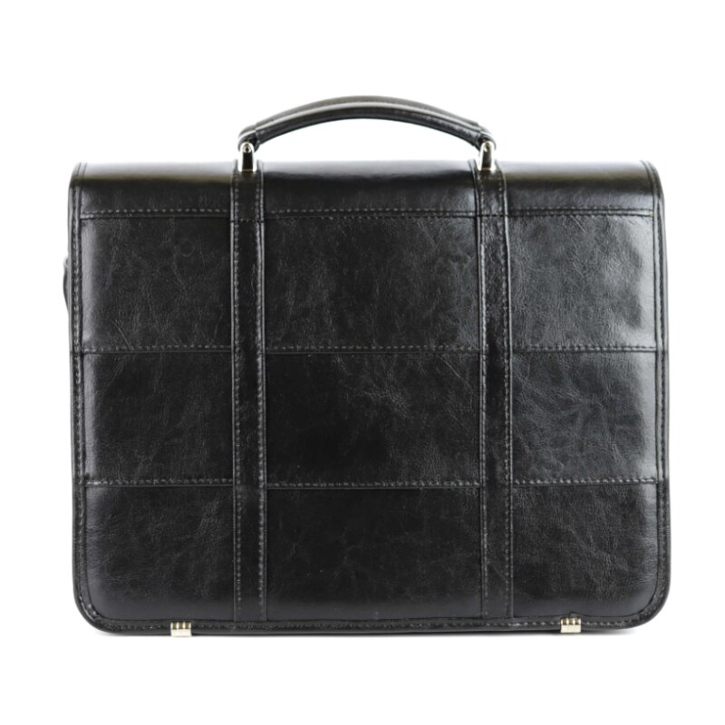 Servieta mare, franczesko, Piele naturala, Negru/Auriu - eMAG.ro