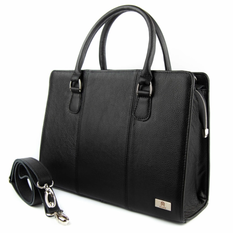 Geanta de dama, franczesko, Piele naturala, Negru/Auriu - eMAG.ro