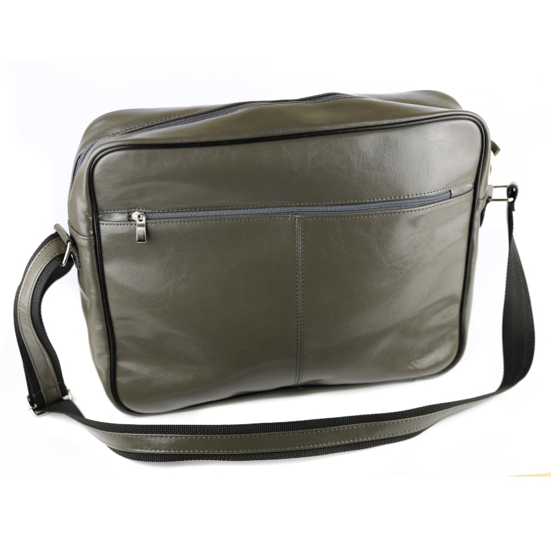 Geanta mare pentru laptop, franczesko, Piele naturala, Gri verzui - eMAG.ro