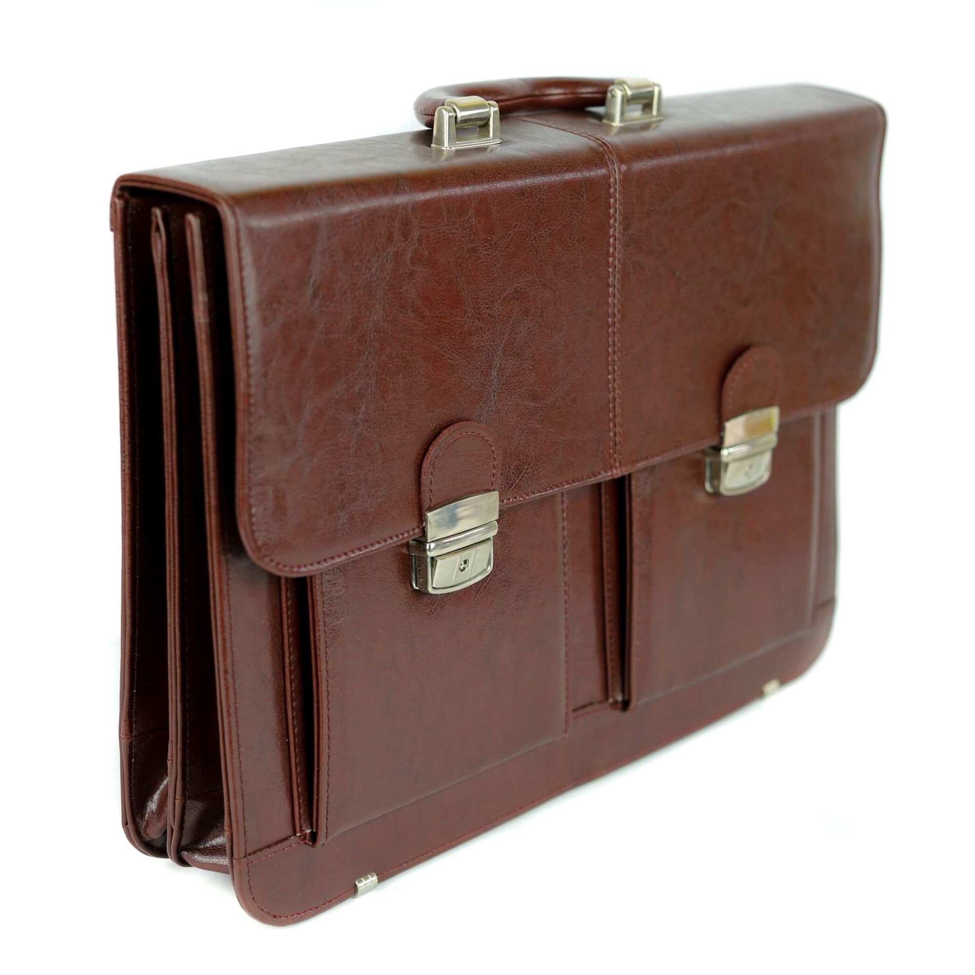 Servieta barbateasca cu 2 buzunare, franczesko, Piele naturala, Maro ...