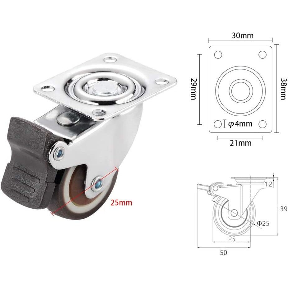 Rotile de mobila, Cauciuc, 4 buc, Argintiu - eMAG.ro