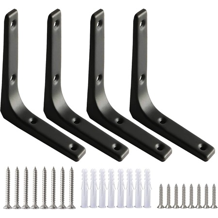 Set 4 console rafturi, Otel, 100x100x75 mm, Negru - eMAG.ro