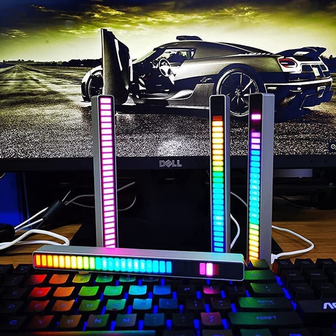 Lumina ritmica RGB reincarcabila, Aluminiu, LED, Multicolor - eMAG.ro