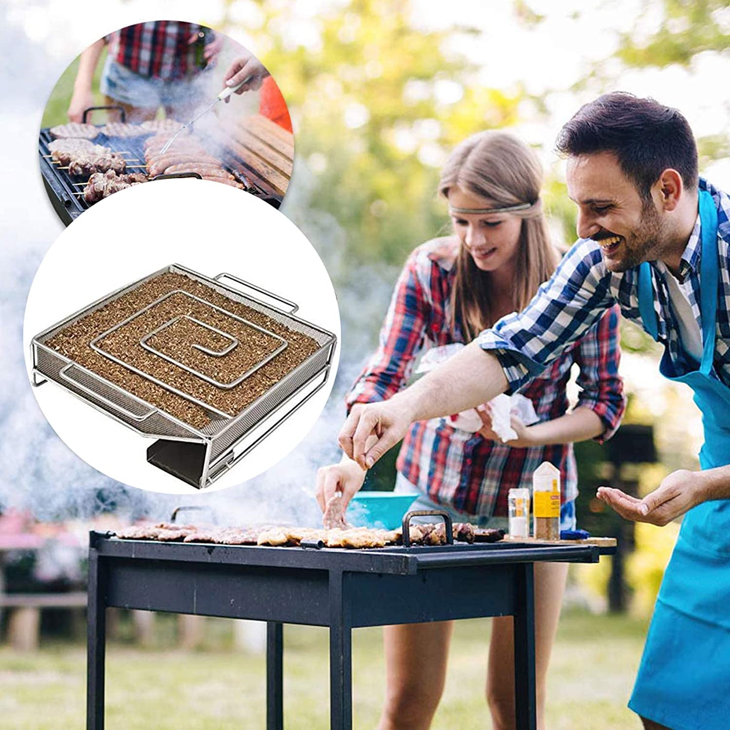 Generator de fum potrivit pentru toate gratarele, INOX, 15x15x4 cm, Gri ...