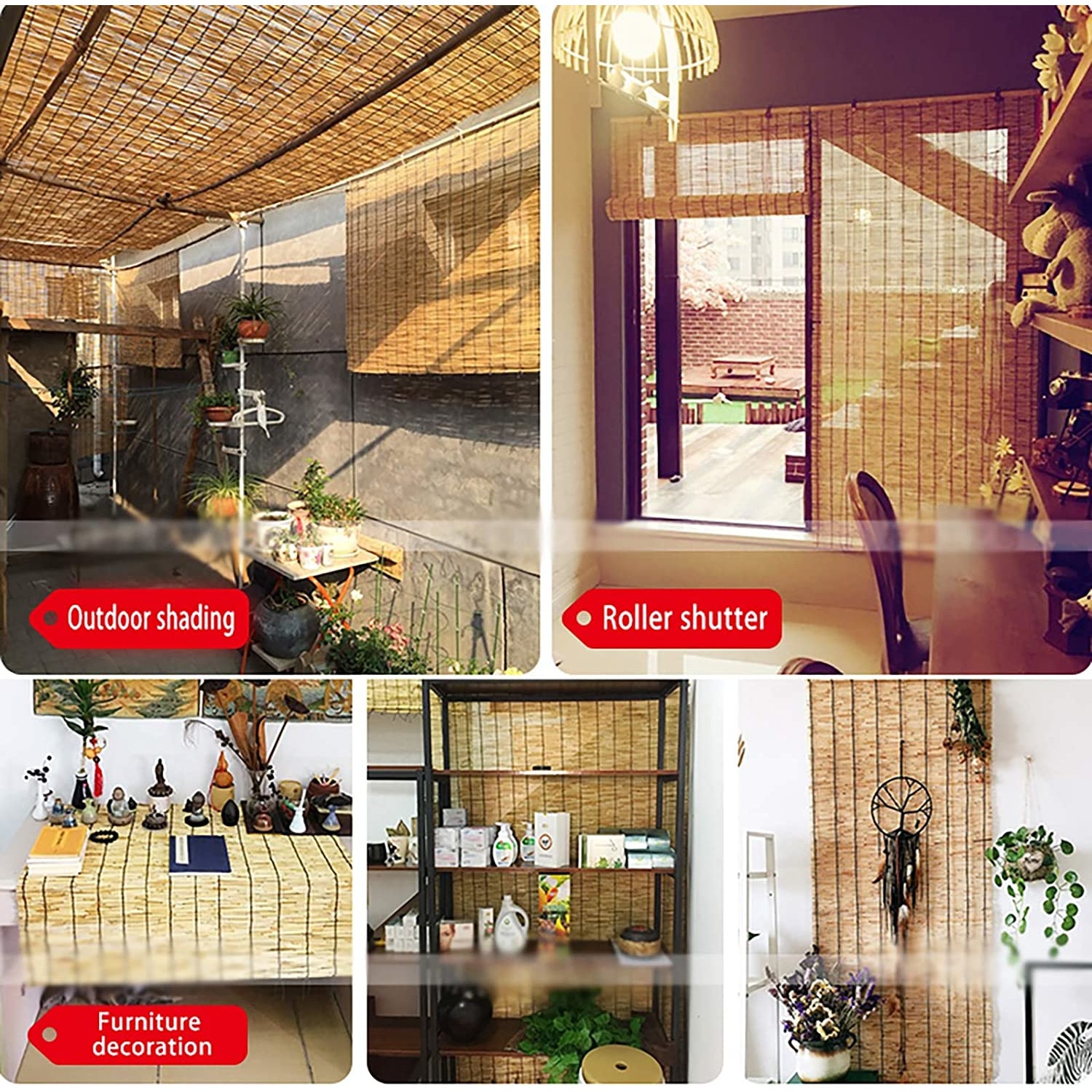 Perdea, Bambus, 100x200 cm, Bej - eMAG.ro