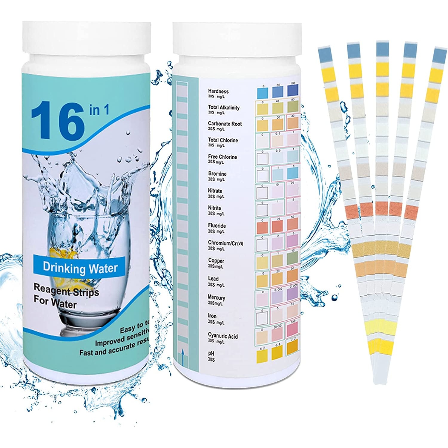 Set 50 benzi 16 in 1 testare PH apa, Multicolor - eMAG.ro