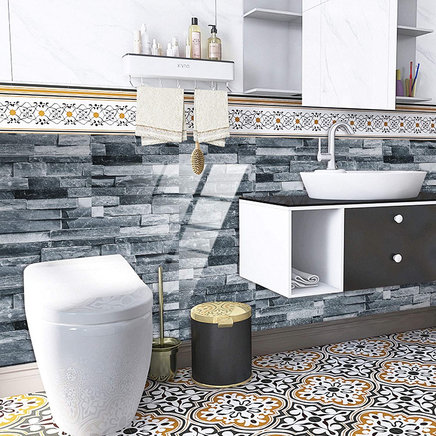 Set 24 bucati tapet autocolant autoadeziv, model faianta de cristal ...