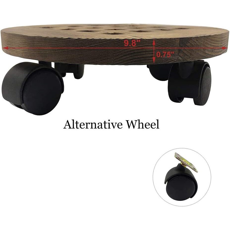 Suport pentru ghiveci cu roti, Lemn, 25cm, Maro - eMAG.ro