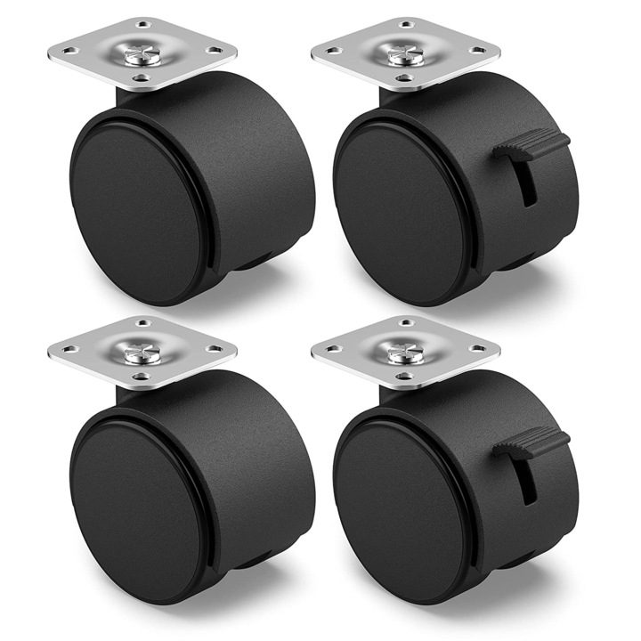 Set 4 roti de mobila 40 mm - Roti de transport cu frana pana la 100 kg ...