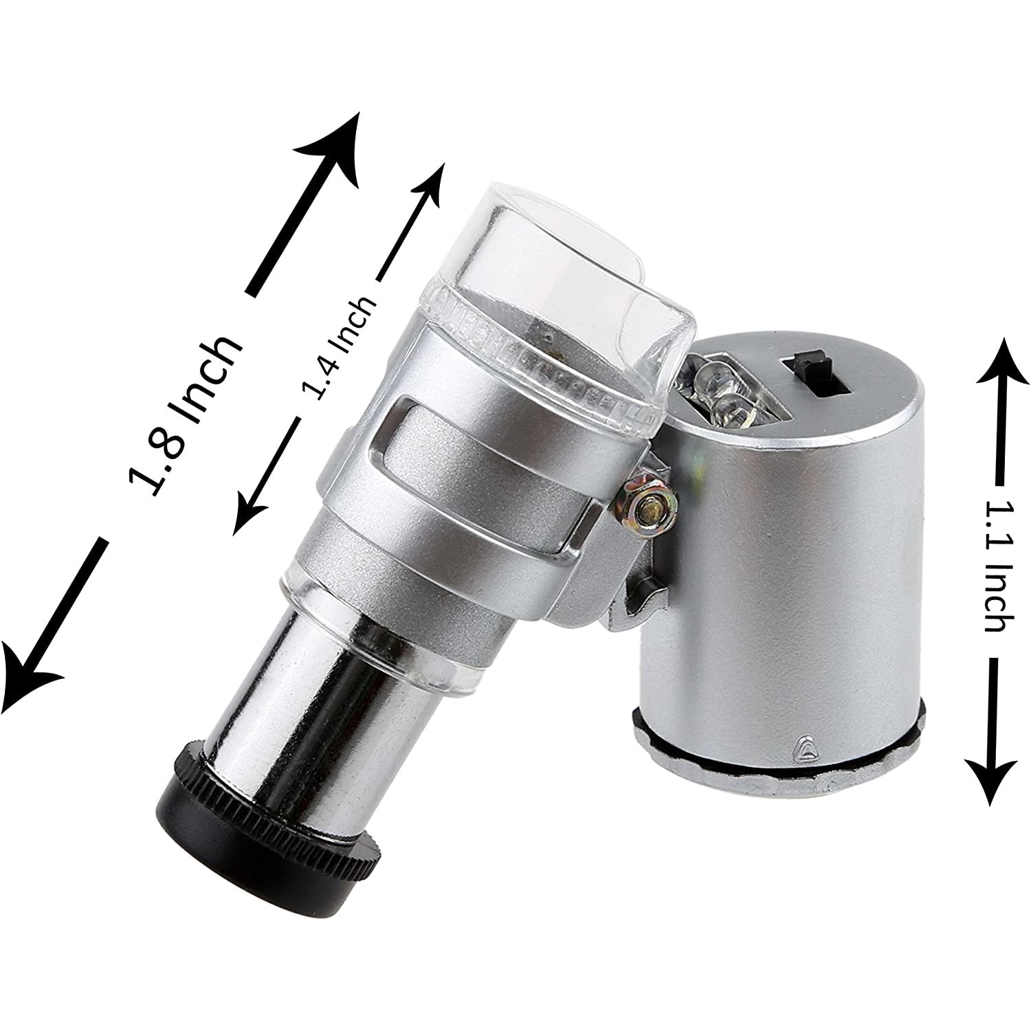 Lupa pentru bijutier, Metal, Cu mini LED, Lumina UV, 60X, Gri - eMAG.ro