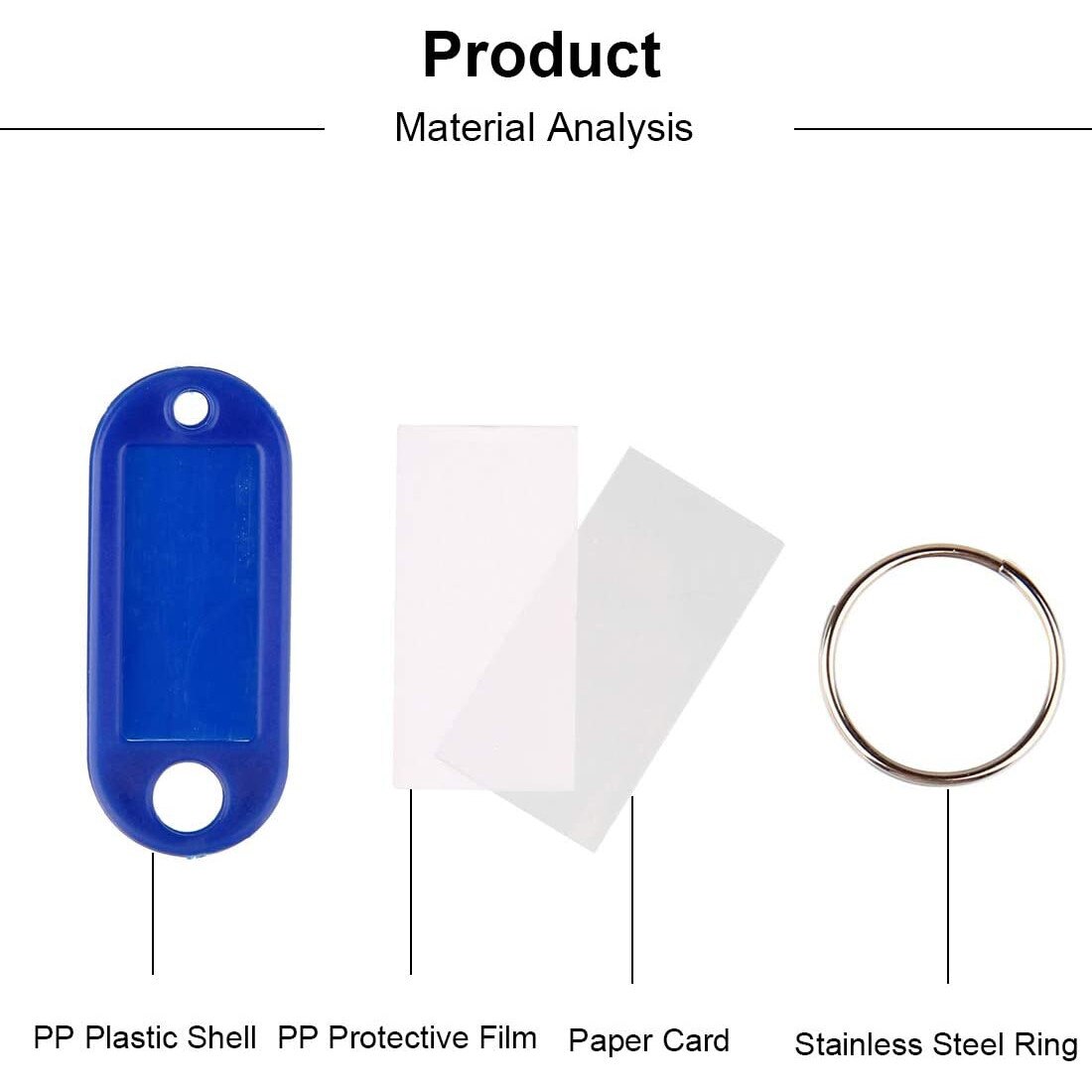 Breloc cu eticheta, Plastic, 5x2.2cm, Multicolor, 70 buc - eMAG.ro