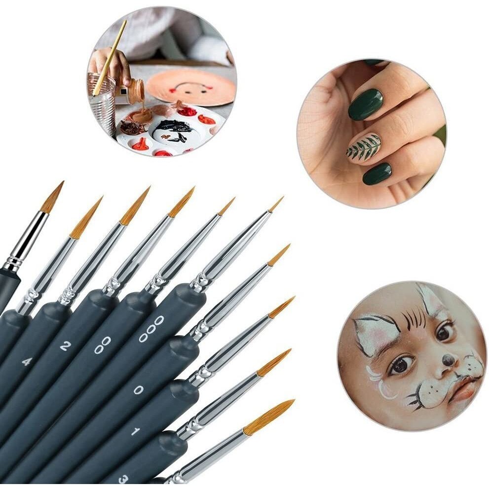 Set pensule pentru detalii, 10 buc, Negru - eMAG.ro