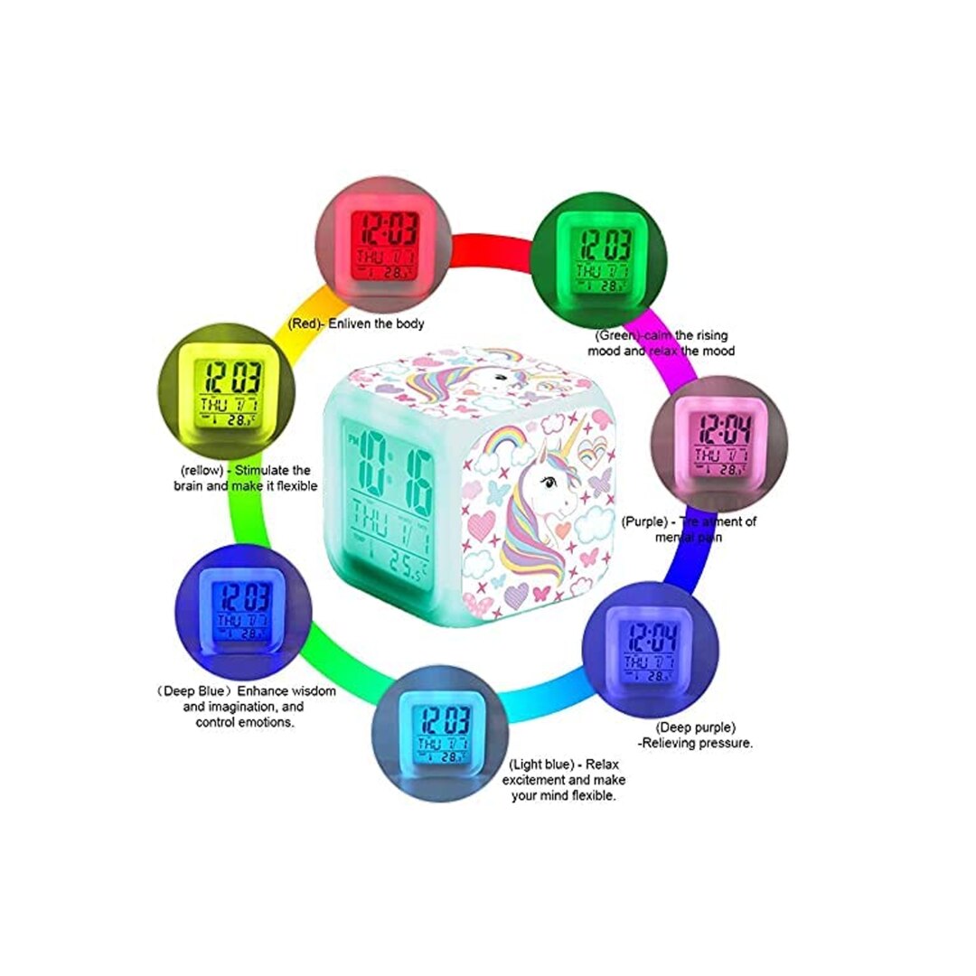 Ceas pentru copii, LED, Cu alarma, Model unicorn, Multicolor - eMAG.ro